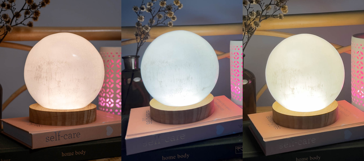 Selenite Full Moon Crystal Ball Lamp – Northern Sky